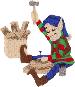 Toy Builder Elf Embroidery Design by Cactus Punch