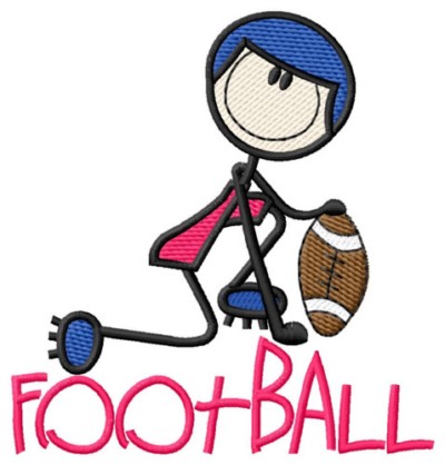Stick Football Player Embroidery Design by Grand Slam Designs