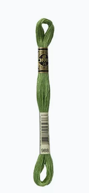 DMC 6 Strand Cotton Embroidery Floss / 988 MD Forest GreenEmbroidery ...