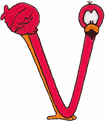 Animal Letter V Embroidery Design by Cactus Punch
