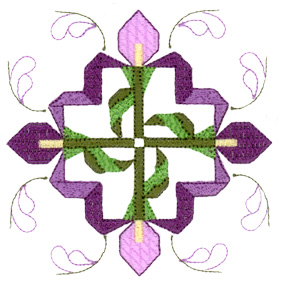 Iris, Corner Embroidery Design by Cactus Punch
