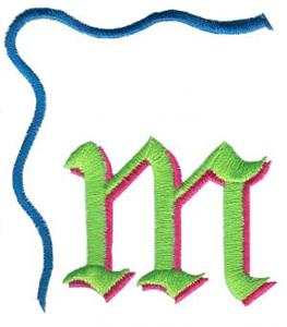 Bow Lowercase M Embroidery Design by Grand Slam Designs