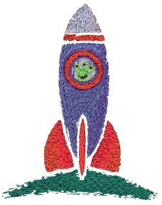 Rocket Ship Embroidery Design by John Deer's Embroidery Legacy
