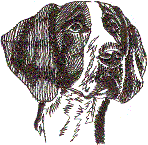 German Shorthair Pointer Charcoal Embroidery Design by Creative Design