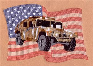 Humvee with Flag Embroidery Design by Starbird Inc.