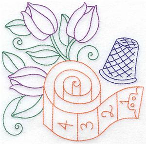 Tulips tape measure & thimble medium Embroidery Design by John Deer's ...