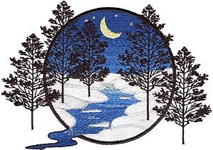 Winter Night Scene Embroidery Design by Creative Design
