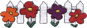 Picket Fence w/ Flowers Embroidery Design by Embroidery Central