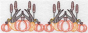 Double pumpkin & bulrush design Embroidery Design by John Deer's ...