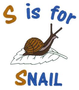 S is for Snail Large Embroidery Design by Starbird Inc.